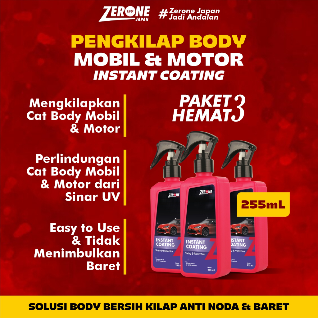 Jual Zerone Japan Instan Coating Pengkilap Body Mobil Efek Glossy [3 ...