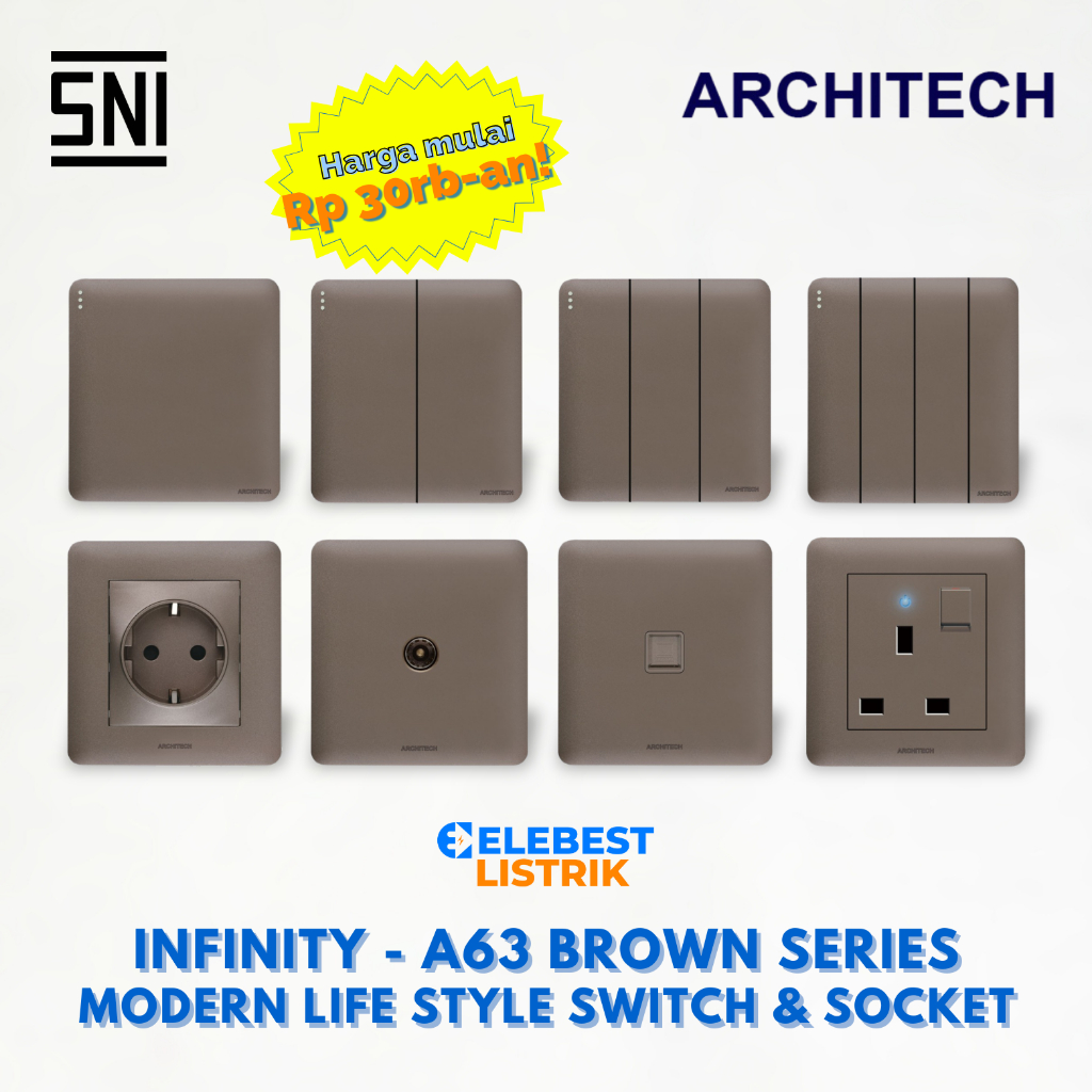 Jual ARCHITECH SAKLAR & STOP KONTAK MODERN LIFESTYLE - INFINITY A63 BROWN SERIES | Shopee Indonesia