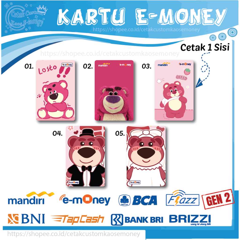Jual KARTU E MONEY E TOLL GAMBAR KARTUN LOTSO ANIME CUTE EMONEY MANDIRI ...