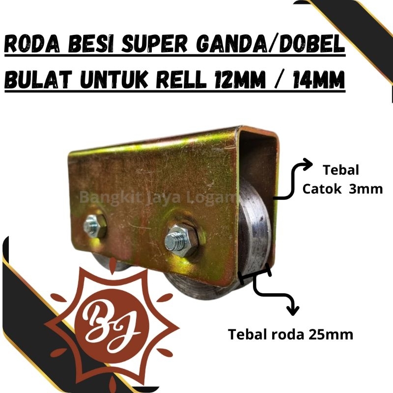 Jual Roda Pagar Besi Super Ganda Dobel Untuk Rell 12mm, 14mm //Roda ...
