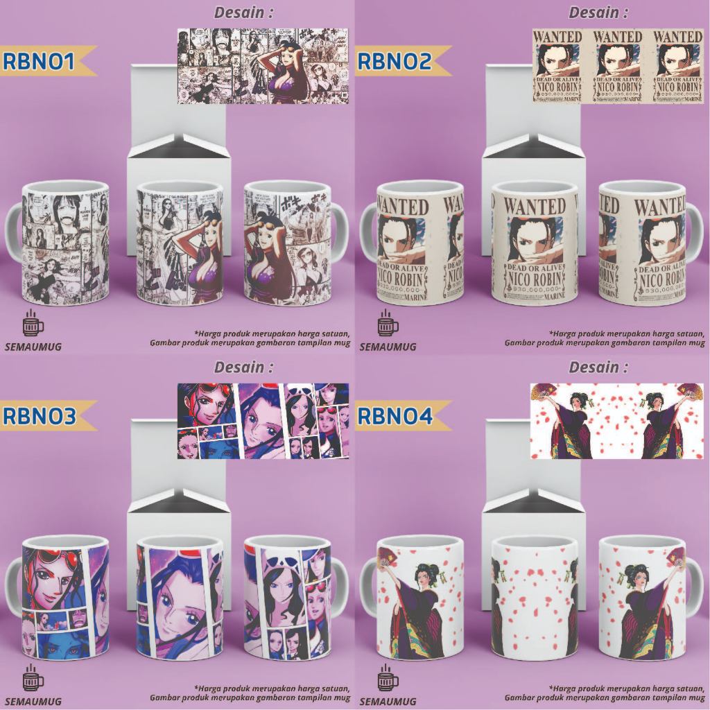 Jual MUG ROBIN ONE PIECE KADO HADIAH ANIME HAMPERS GELAS CANGKIR PRINT ...
