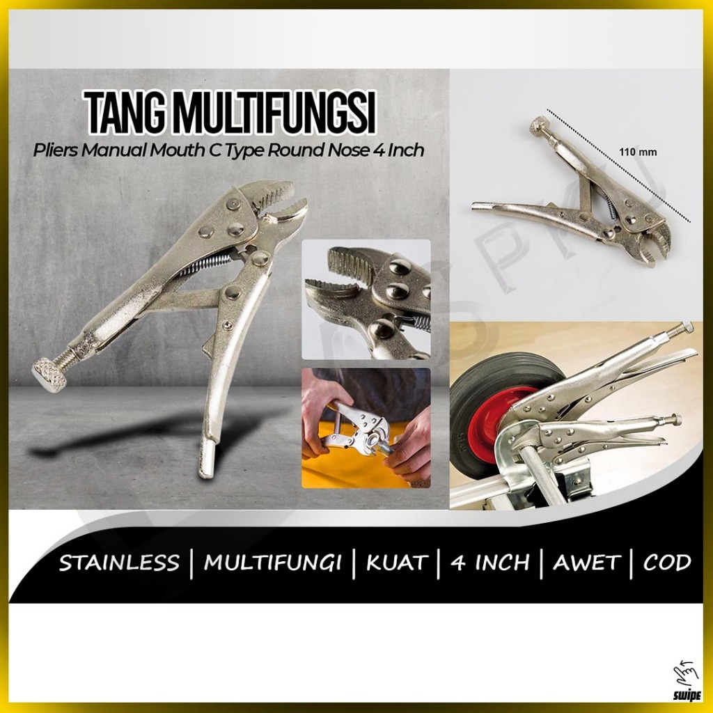 Jual Tang Pliers C 4 Inch Round Nose Penjepit Jepitan Besi Pipa Alat ...