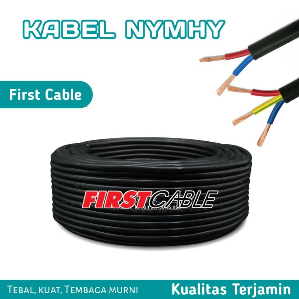 Jual Kabel Listrik NYMHY (dari UK 2x0,75 - 2x2,5 mm2) (Per 1 meter) Hitam Serabut merek FIRST ...