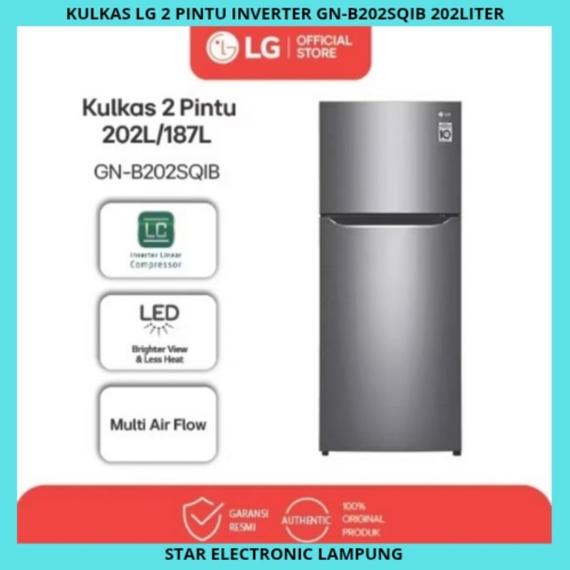 Jual KULKAS LG 2 PINTU INVERTER GN-B202SQIB 202LITER KULKAS LG 2 PINTU INVERTER | Shopee Indonesia