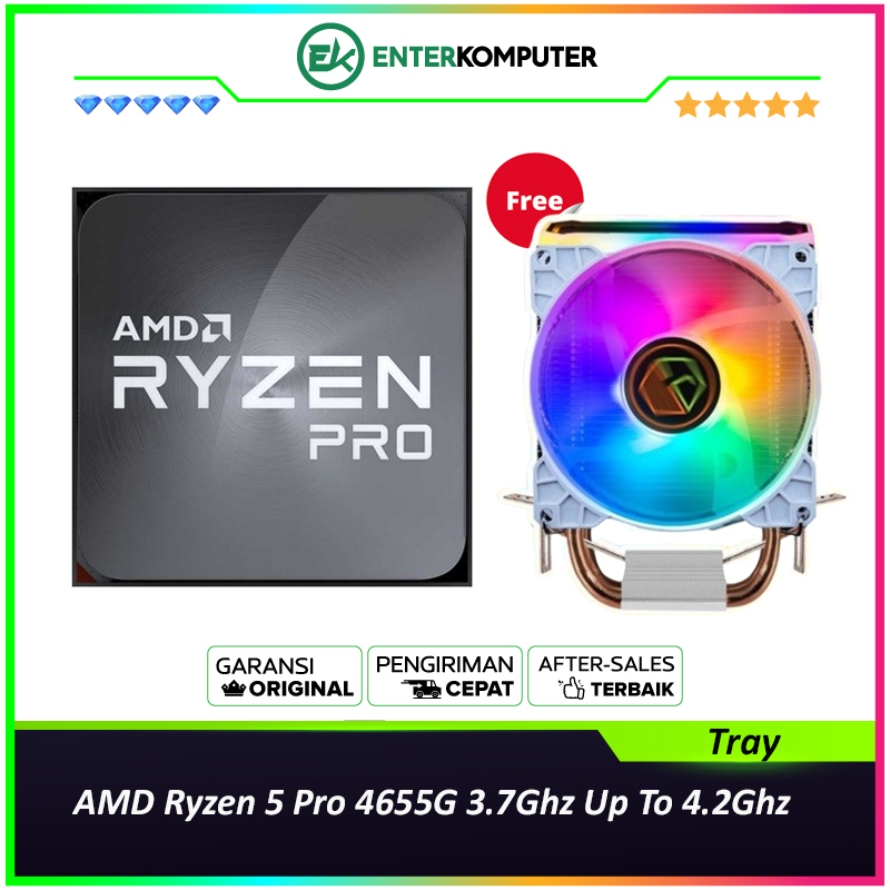 Jual AMD Ryzen 5 Pro 4655G 3.7Ghz Up To 4.2Ghz Cache 8MB 65W AM4 [Tray] - 6 Core - NEW UNIT ...