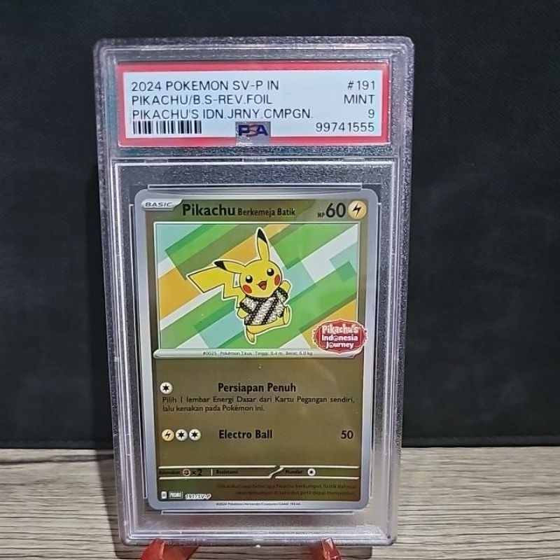 Jual pikachu berkemeja batik foil holo psa 9 original kartu pokemon indonesia | Shopee Indonesia