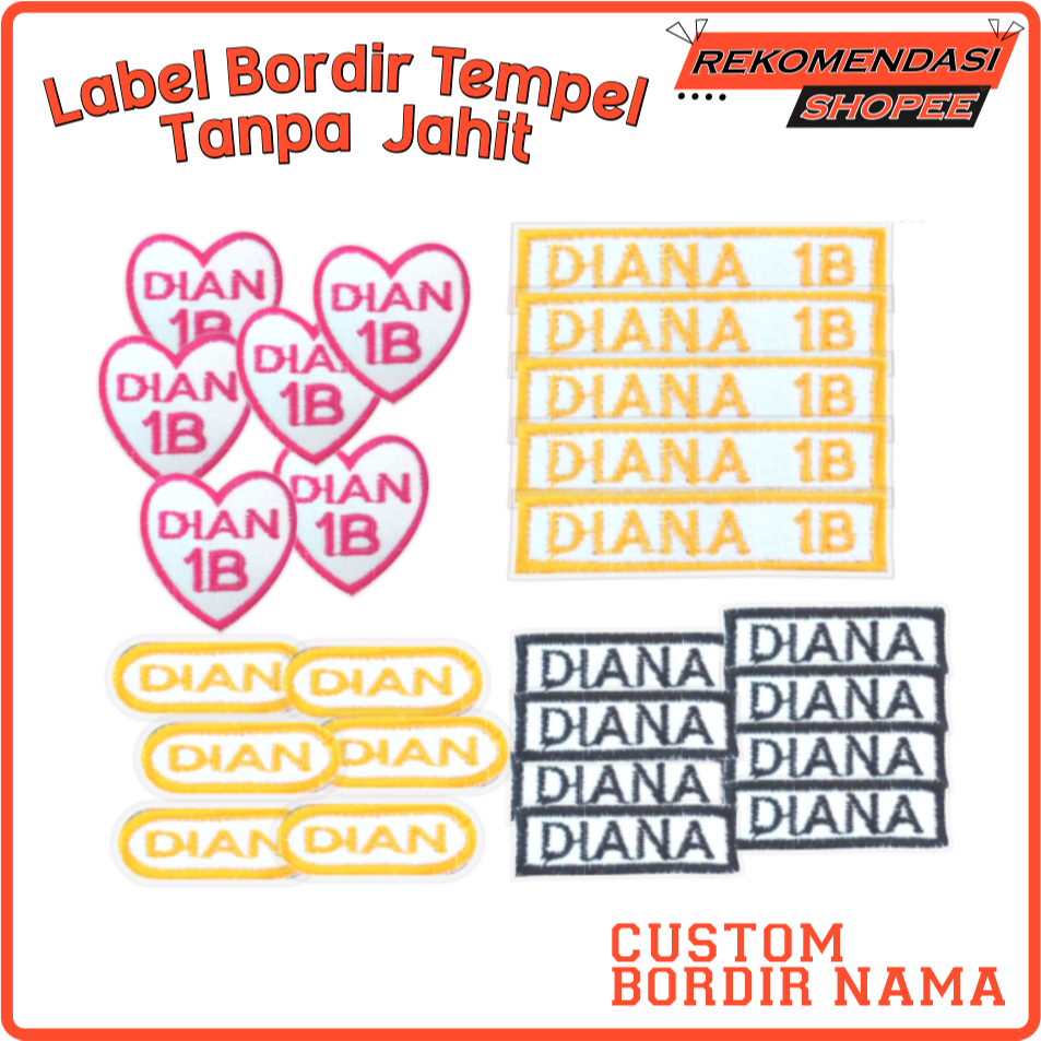 Jual Patch Bordir Iron Custom Nama - Label Nama - Label Baju - Bordir ...