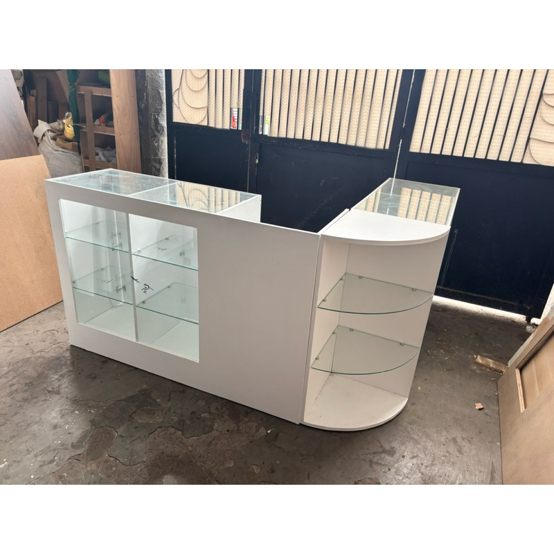 Jual meja kasir model L custom | 190x45x100cm | Shopee Indonesia