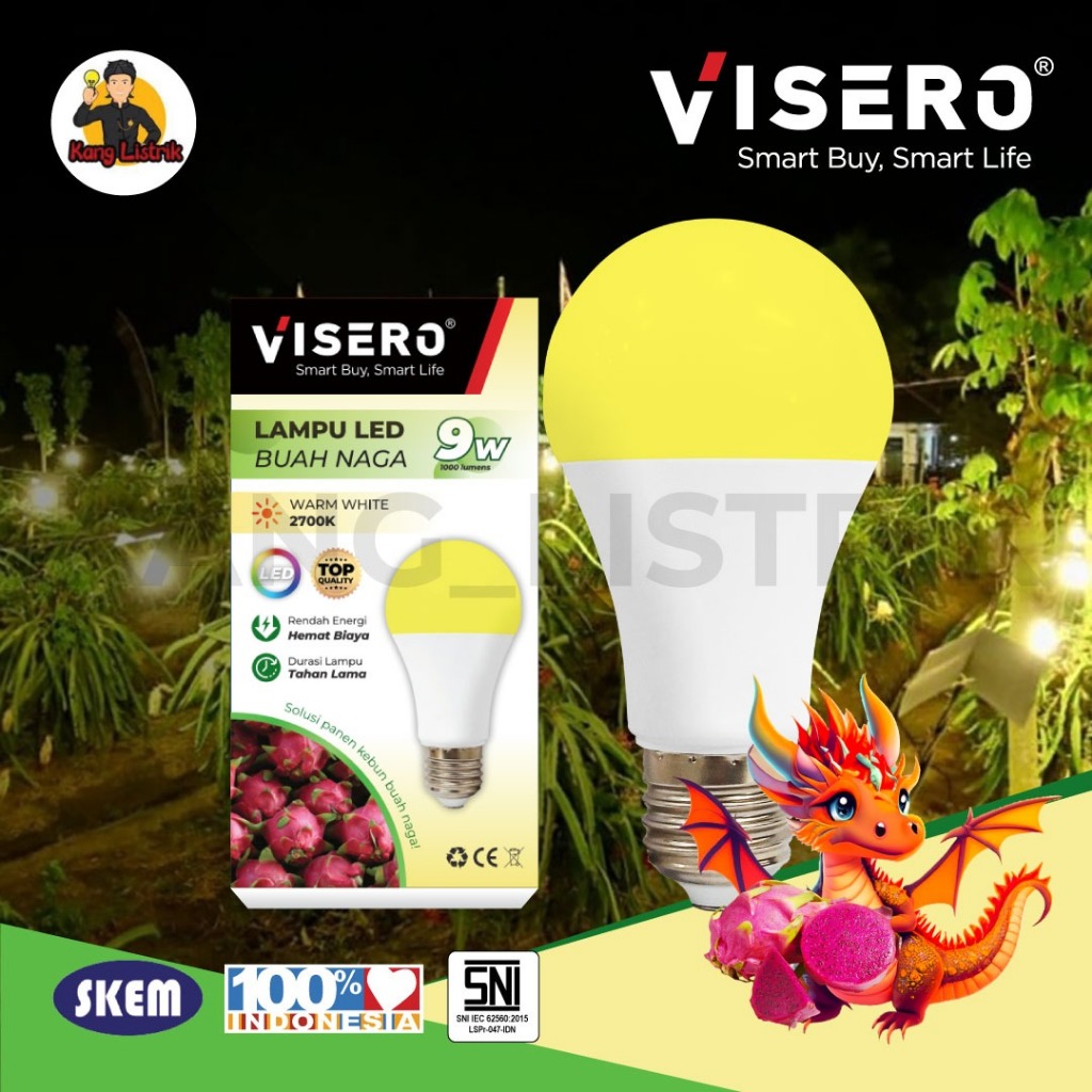 Jual Lampu Buah Naga Visero LED 9W / Lampu LED Dragon Fruit 9W | Shopee Indonesia