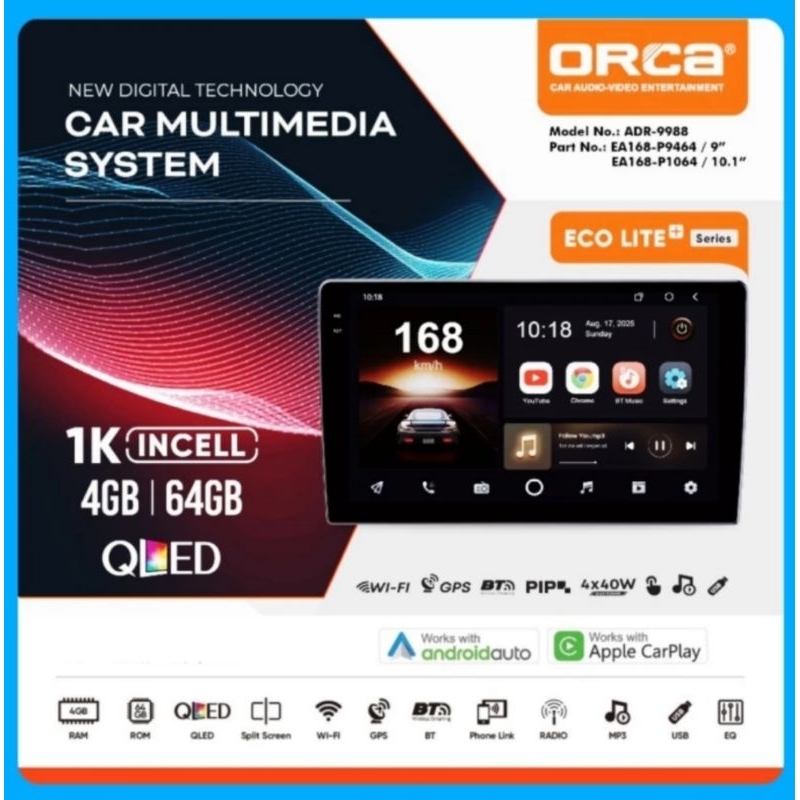 Jual HEAD UNIT ANDROID 10 INCH ORCA RAM 4/64 GB - INCELL BLACK SCREEN ...