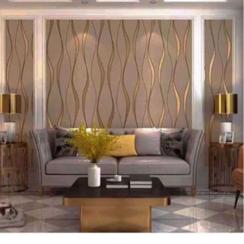 Jual Wallpaper Dinding Stiker Wallpaper Ruang Tamu Wave Coklat 8m Lebar ...