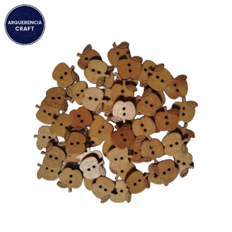 Jual 10 Pcs Kancing Kayu Hias Bentuk Buah Apel | Kancing Scrapbook DIY ...