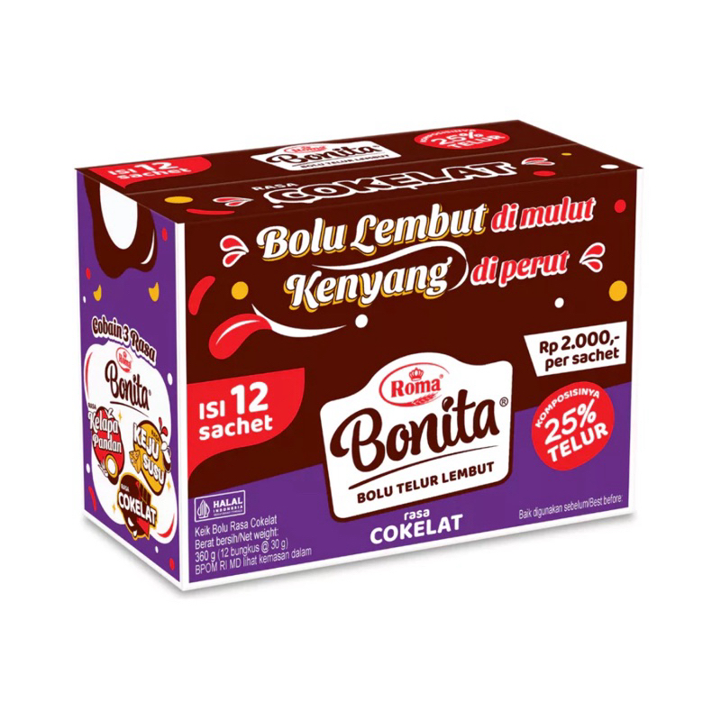 Jual Roma Bonita Bolu All Varian Rasa 1 box isi 12 | Shopee Indonesia