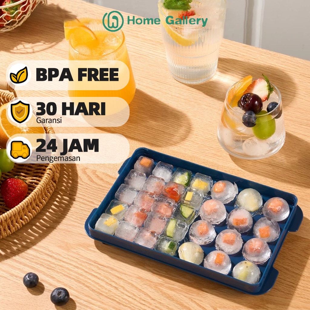 Jual ecentio Cetakan Es Batu Jelly bulat 32 Grid Ice Cube Trays Alat ...