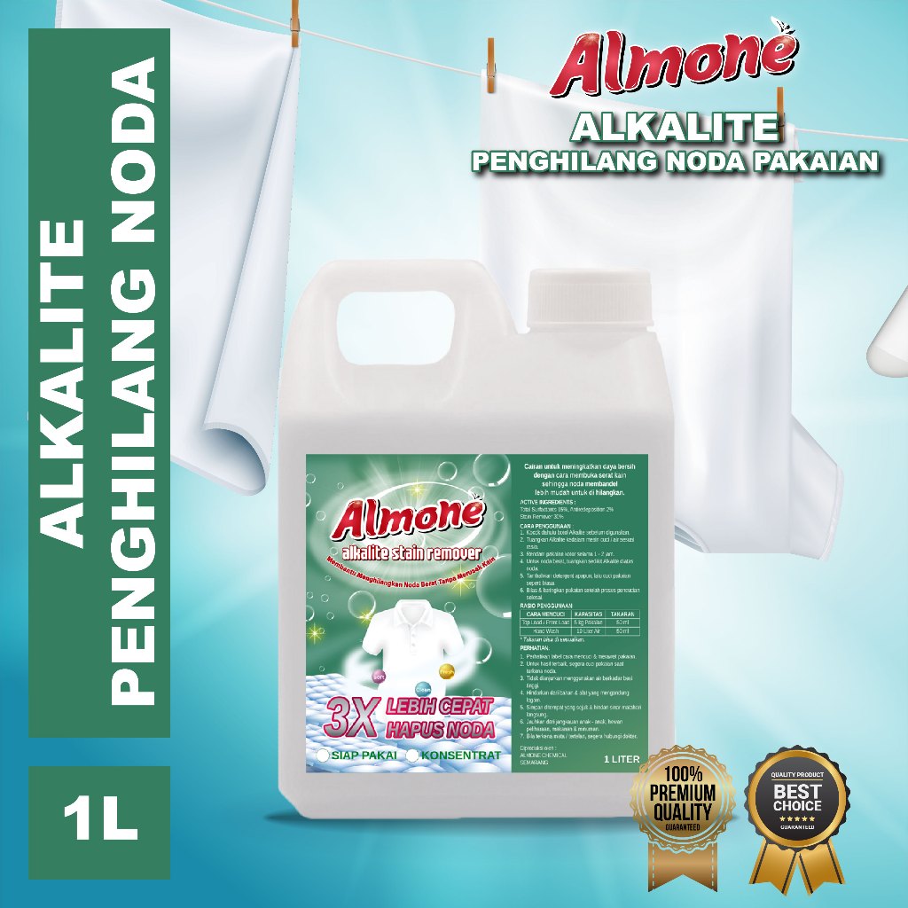 Jual Alkali Alkalite Detergen Penghilang Noda ALMONE Alkalite Stain Remover 1 Liter | Shopee ...