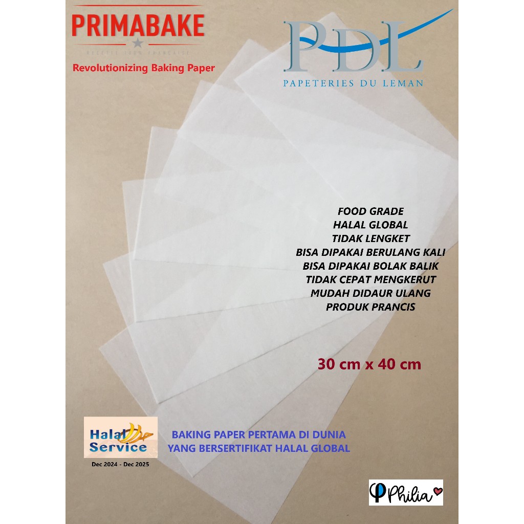 Jual Baking Paper Parchment Halal TIdak Lengket PRIMABAKE STAR 41 Gsm ...