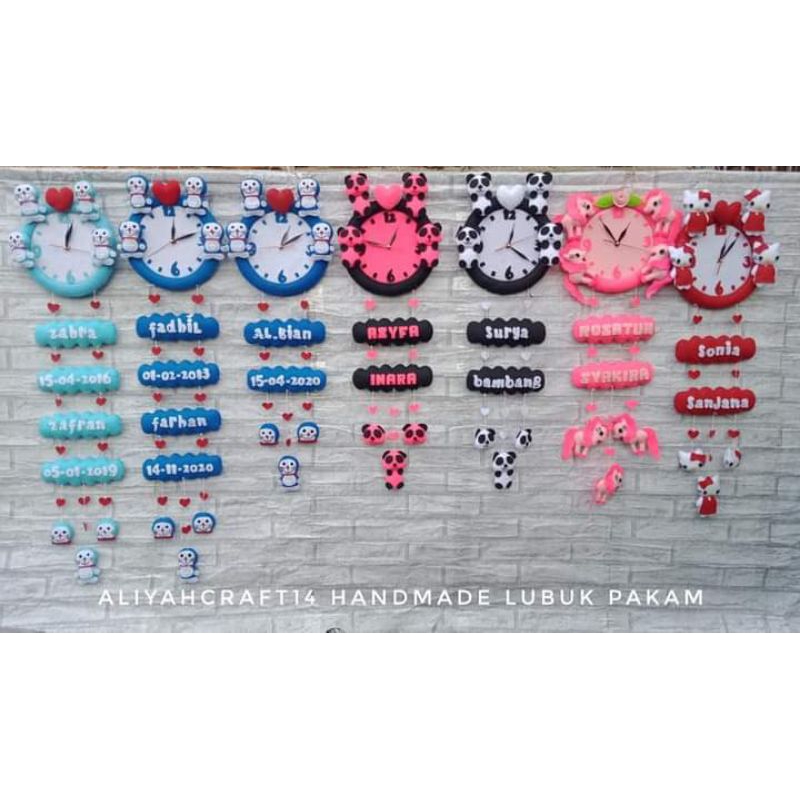 Jual jam dinding karakter/jam dinding 2 kolom nama/kado unik/hiasan ...