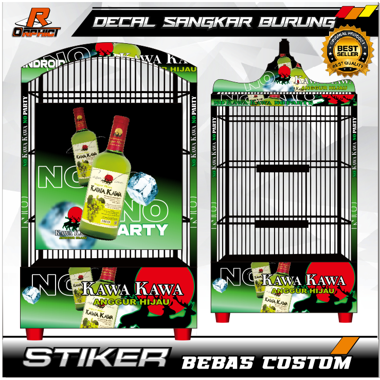 Jual STICKER KANDANG KAWA KAWA IJO CUSTOM DECAL SANGKAR BURUNG KOTAK ...