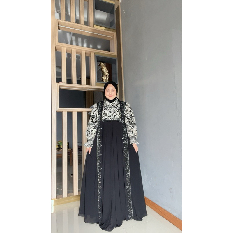 Jual READY!! DIVA ABAYA size jumbo/gamis brukat/gamis mewah | Shopee ...