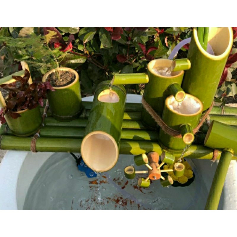 Jual Pancuran air ,air mancur dari bambu hijau asli bambu,dekorasi ...