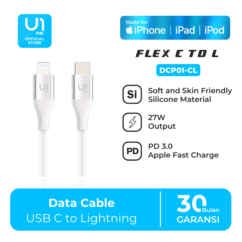 Jual U1me. Kabel Data iPhone Fast Charging 27W Lightning MFi PD 3.0 ...