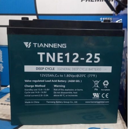 Jual aki/accu/battery/ baterai motor listrik tianneng TNE12-25 6djm20 ...