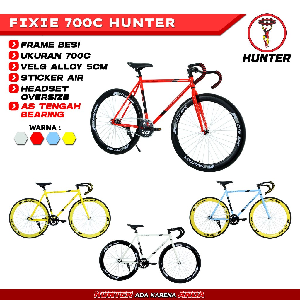 Jual Sepeda Dewasa Fixie 700c Hunter | Shopee Indonesia