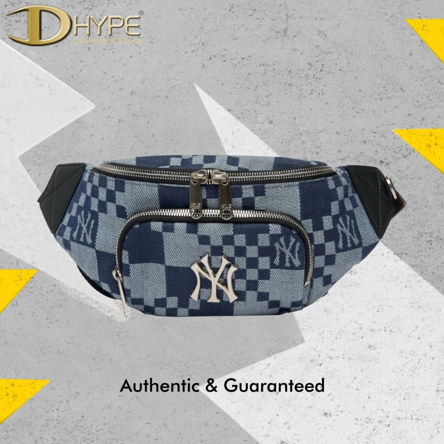 Jual MLB NY YANKEES CHECKERBOARD JACQUARD HIP BAG BLUE 100% Authentic ...
