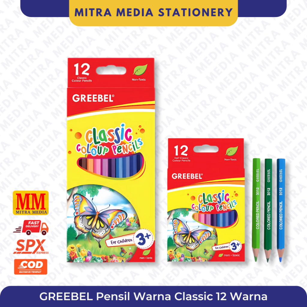 Jual Pensil Warna Greebel 12 Warna | Classic Colour Pencil Greebel ...