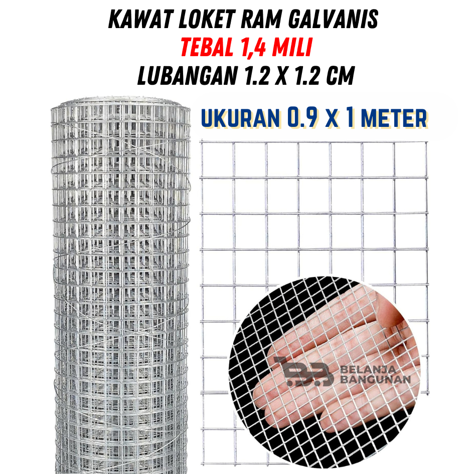 Jual Kawat Loket RAM Galvanis Lembar Tebal 1,4 Mili Lubangan 1.2 X 1 ...