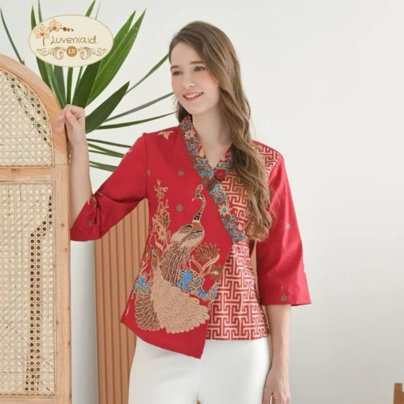 Jual Atasan batik kimono merah - 262BBB RED | Shopee Indonesia
