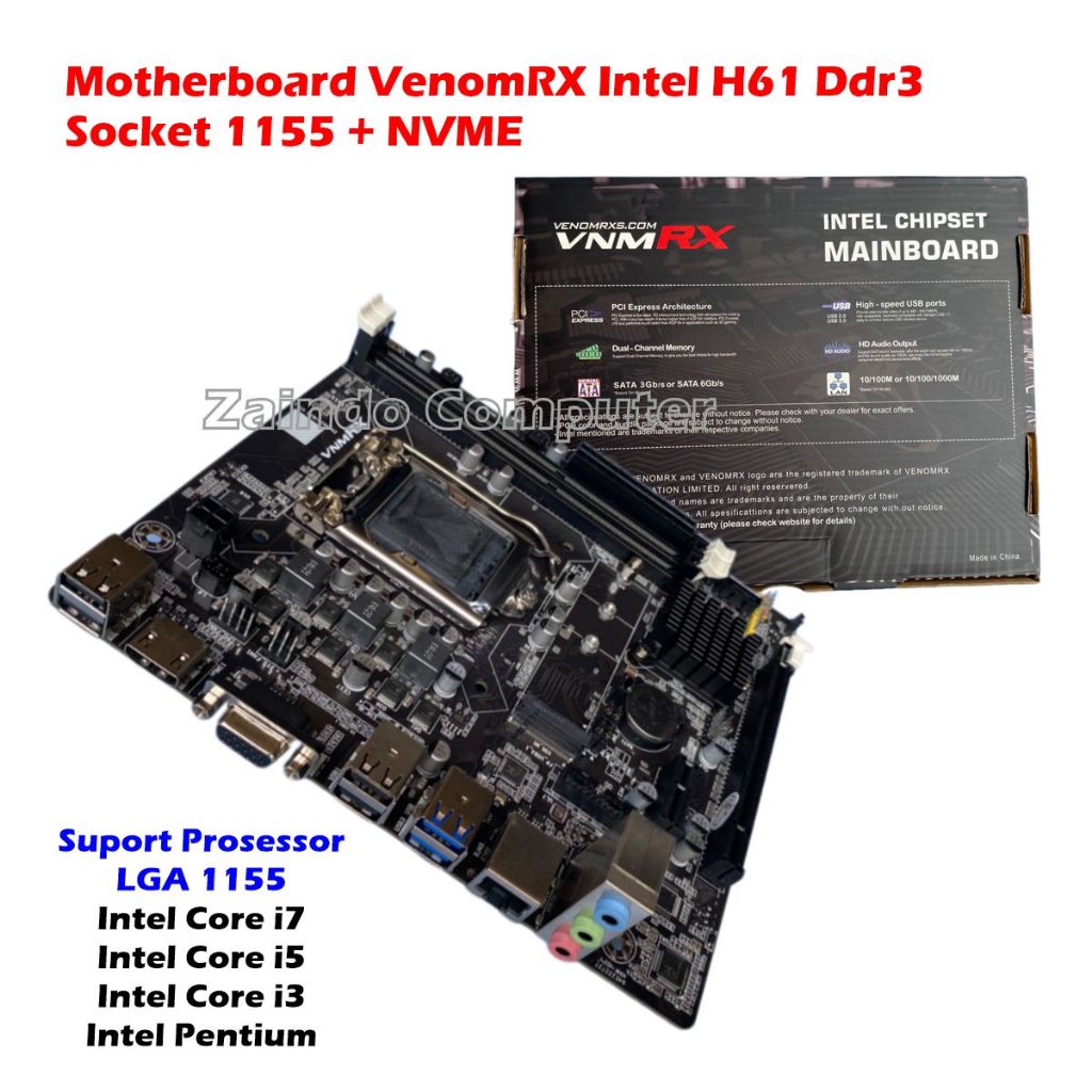 Jual MATHERBOARD VENOM RX H61 DDR3 SOCKET 1155 SLOT M2 VENOM RX INTEL H61 LGA 1155 DDR3 ...