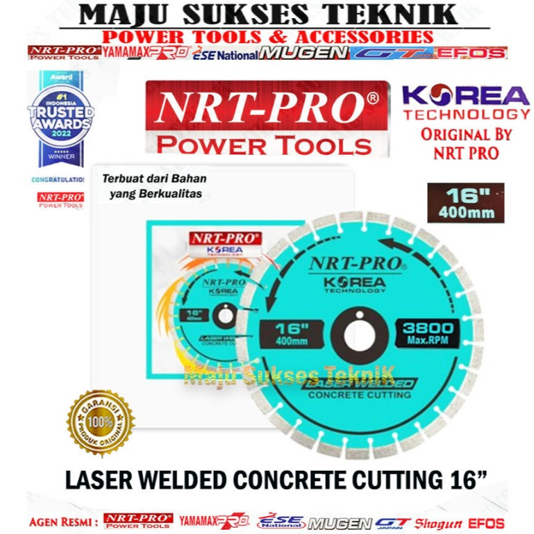 Jual NRT-PRO Mata Pisau Potong Beton Aspal 16 inch Diamond Wheel Laser Welded 16inch CC16HD CC16 ...