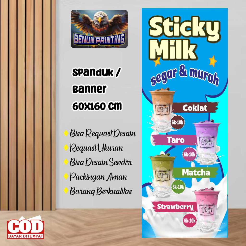 Jual Spanduk Banner 60x160 Cm Semtik(Sticky Milk )Bisa Request Desain | Shopee Indonesia