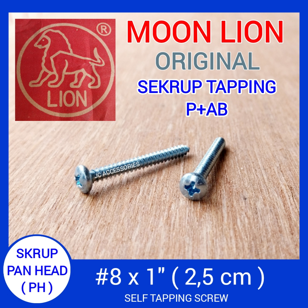Jual [ 1 PACK = 50 PCS ] SEKRUP TAPPING PAB 8x1” MOON LION ORIGINAL ASLI ( 2,5CM ) SEKRUP ...