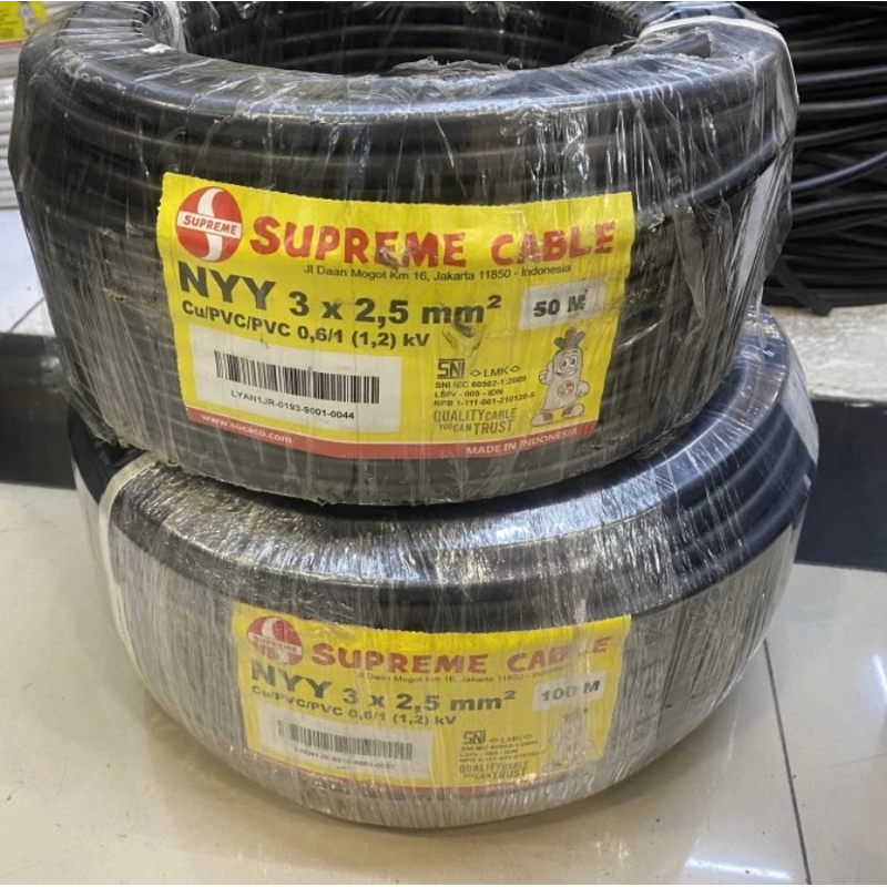 Jual Kabel NYY 3x2.5 3x2,5 SUPREME CABLE Kawat Hitam 50 Meter 100 meter | Shopee Indonesia