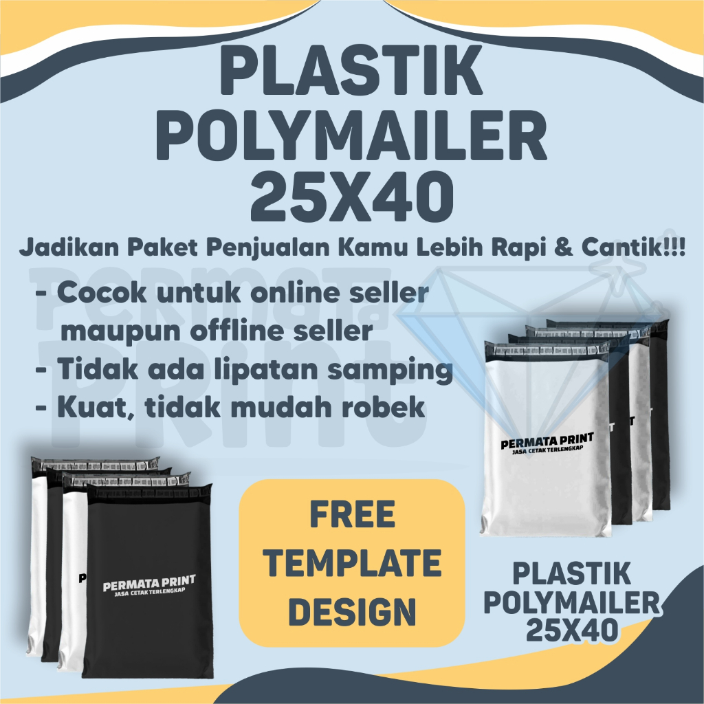 Jual [Free Design Template] Plastik Polimailer Custom Sablon 25 X 40 ...