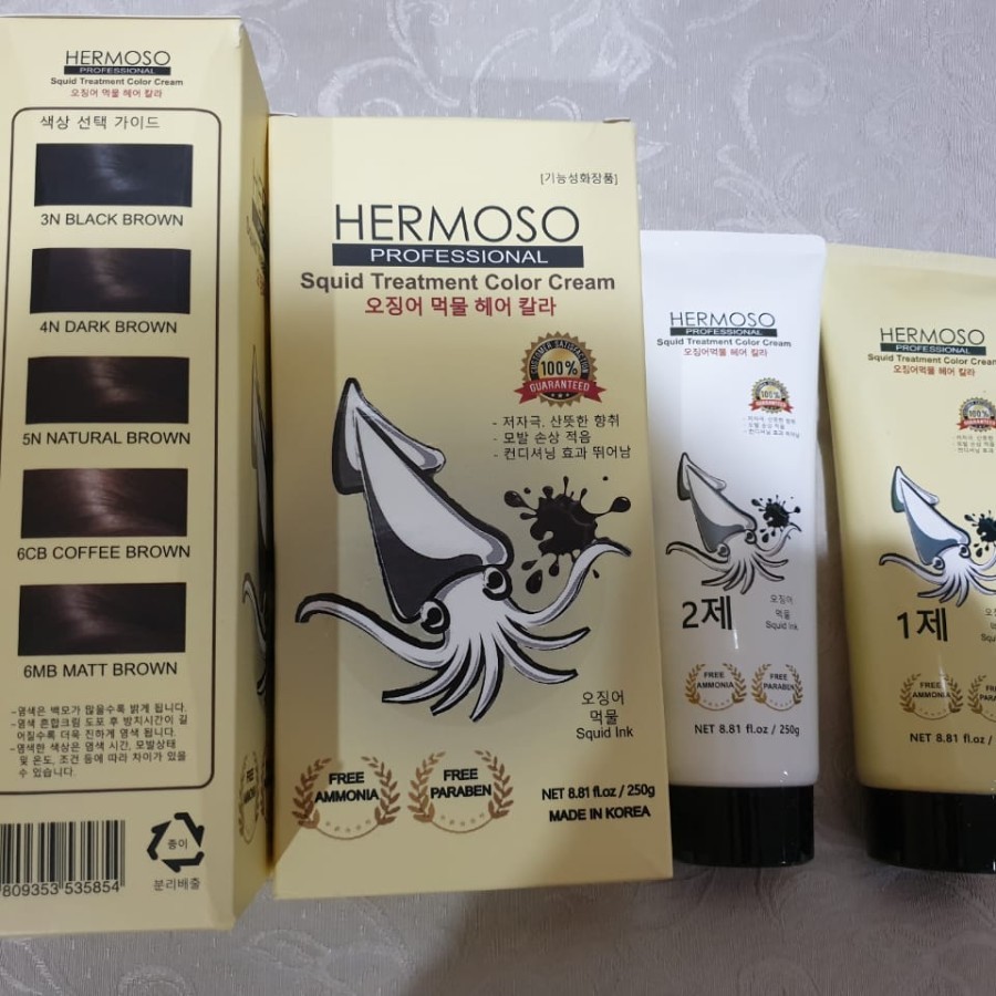 Jual HERMOSO cat rambut AMONIA FREE Squid Ink Treatment Color Cream ...