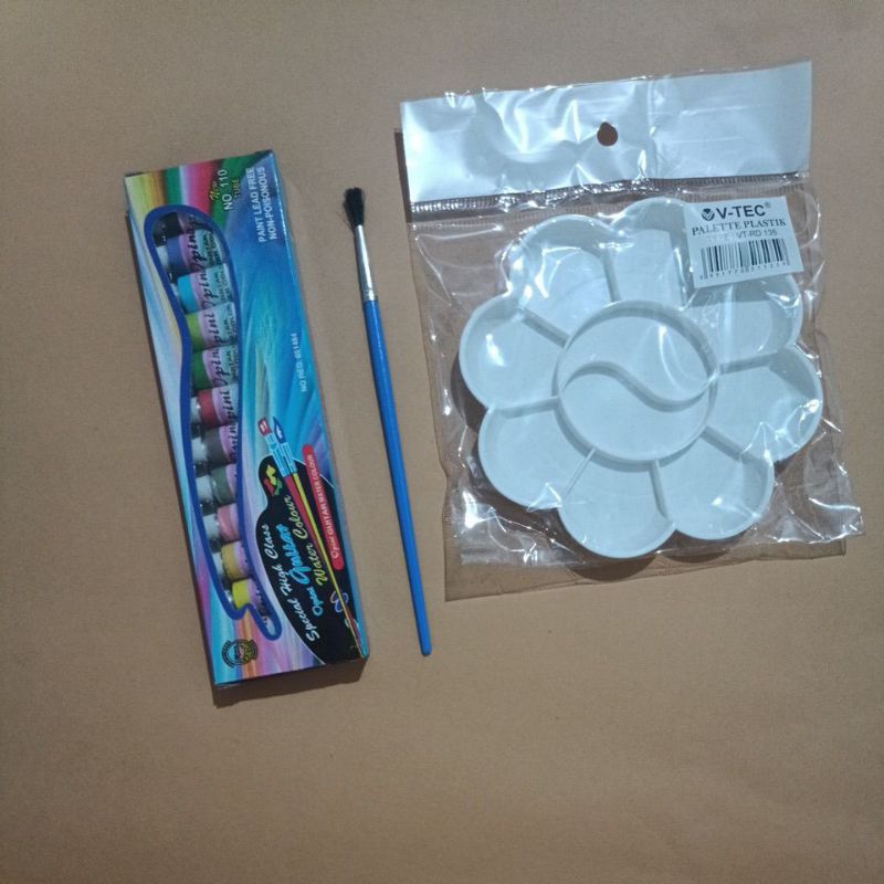 Jual Cat Air Kuas Palette 12 warna | Shopee Indonesia