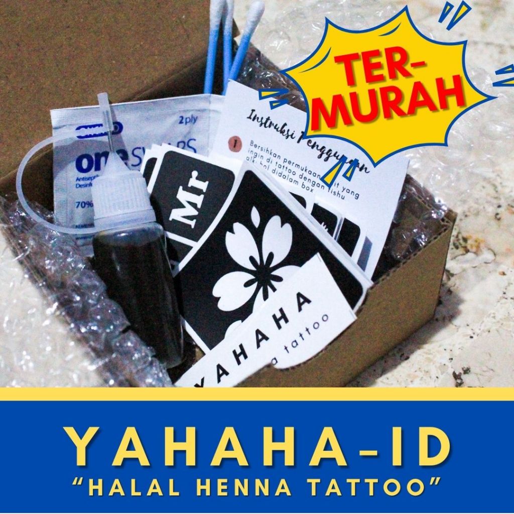 Jual (TERMURAH DAPAT 48 STIKER+HENNA) Halal Henna Tattoo Hena Tato Hena ...