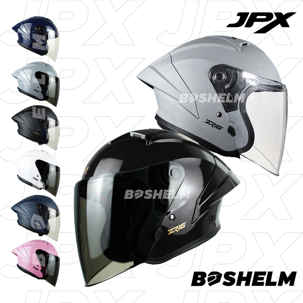 Jual BOSHELM Helm JPR ZR16 SOLID Helm Half Face SNI | Shopee Indonesia