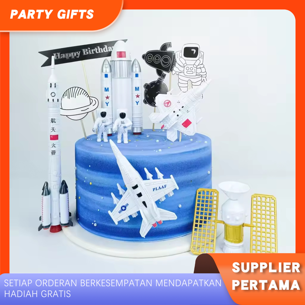Jual PARTYGIFTS 7 pcs Cake Topper Roket Astronot Tusukan Kue Ulang ...