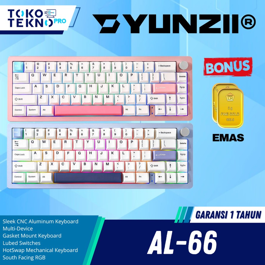 Jual Yunzii AL66 / AL-66 Alumunium Mechanical Keyboard Gasket Wireless ...