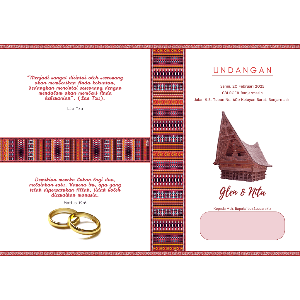 Jual Undangan Pernikahan Batak Ukuran A5 Depan Belakang (4 Halaman ...