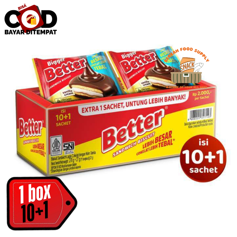 Jual ( BERKAH ) Biskuit Better Bigger Sandwich Biscuit 27gr isi 10 pack ...