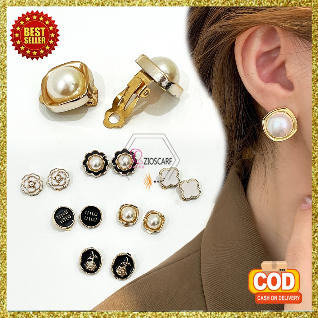 Jual Anting Hijab Jepit Wanita Korea Model Bunga Tanpa Tindik Gaya ...