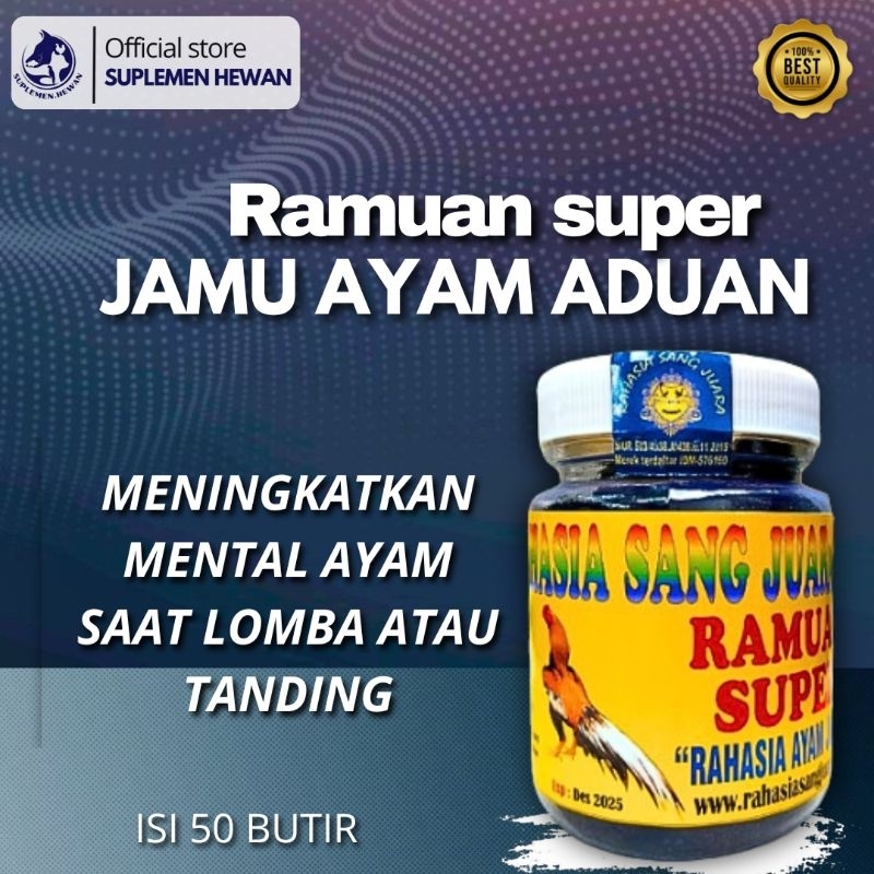 Jual Jamu Ayam Aduan Ramuan Super Mental Juara isi 50 Butir | Shopee ...