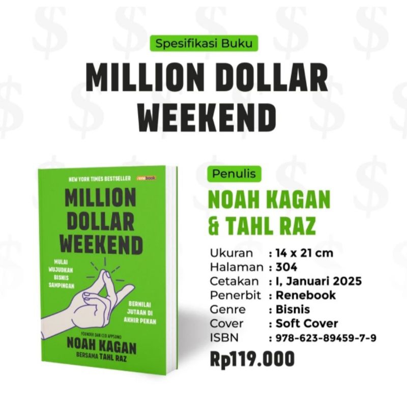 Jual Buku Million Dollar Weekend - Noah Kagan & Tahl Raz // 100% ...