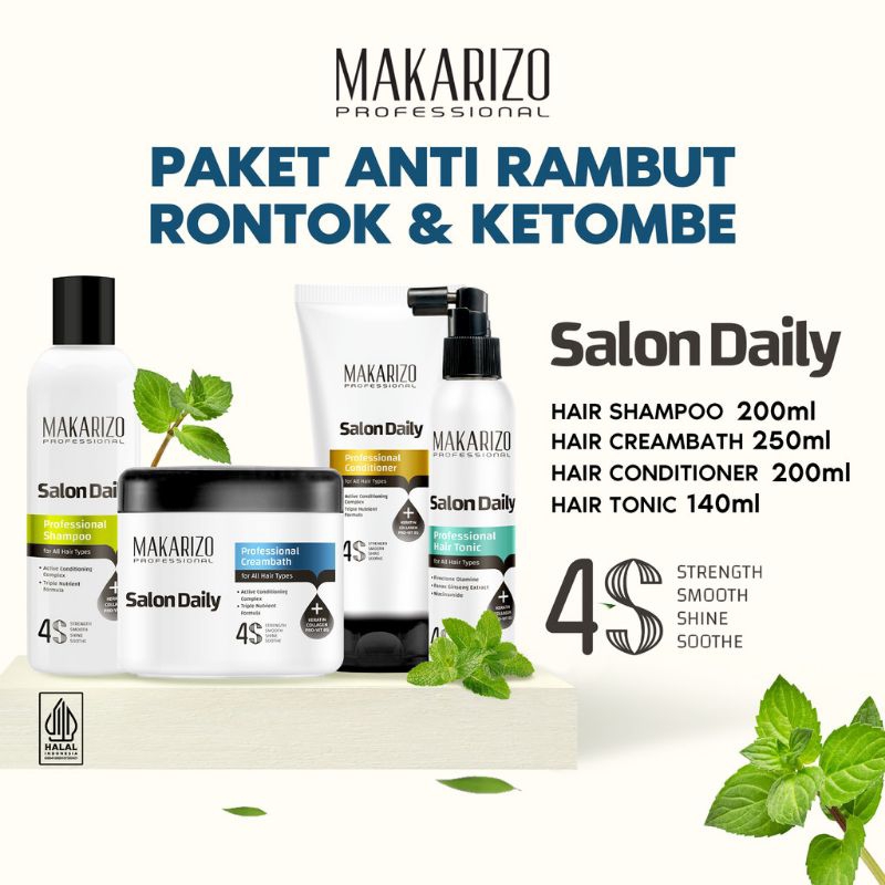 Jual ORIGINAL MAKARIZO Professional Salon Daily 4in1 Paket Anti Rontok ...