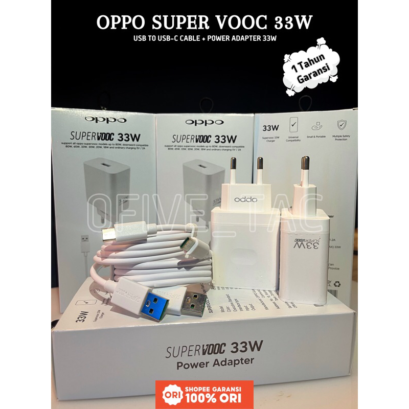 Jual (1 TAHUN GARANSI) Charger Oppo SuperVOOC 33W Power Adapter USB-C ...